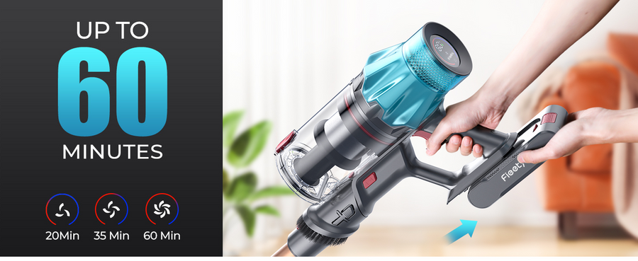 Fieety 600W/50KPa/65Min Akku Staubsauger, 8-in-1 Staubsauger Kabellos